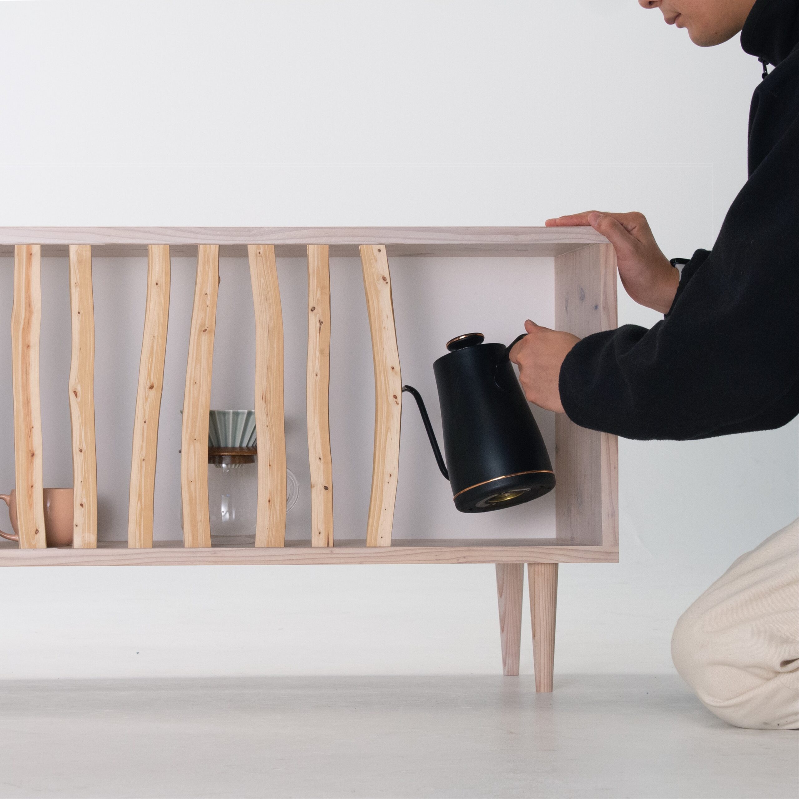 Taishi Sugiura Creates Hayashi Cabinet with Movable Japanese Cypress ...